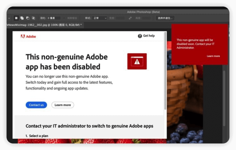 Adobe 软件提示“This non-genuine Adobe app has been disabled”解决方法 for Mac - Mac毒